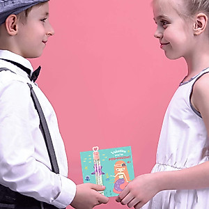 Valentines Day Gifts for Kids - Valentines Day Cards for Kids - Mermaid Princess Valentine Card Bubble Wands 24 Pack - Valentine's Day Bubbles Party Favors Toys for Girls School Classroom Exchange