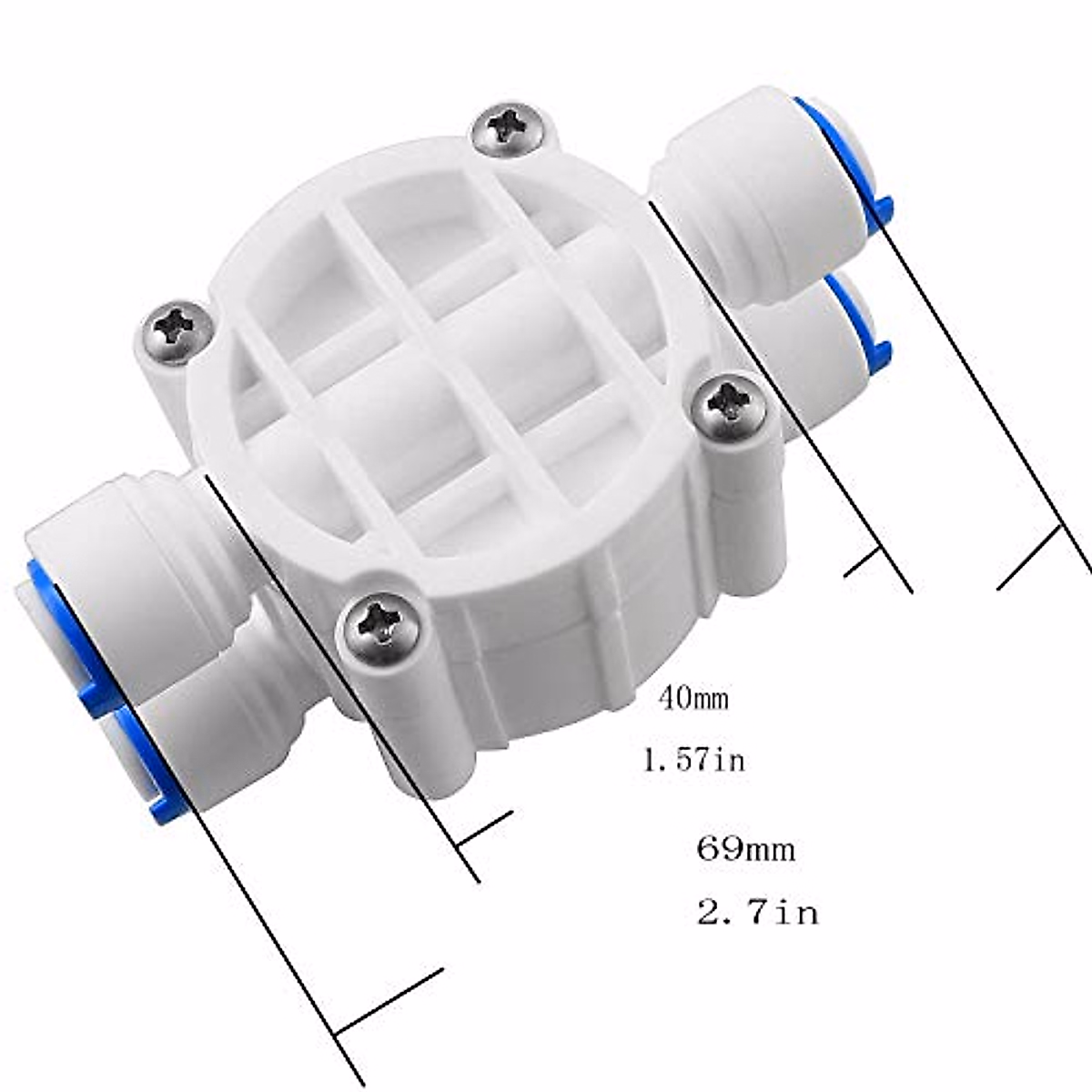 1/4" Tube 4 Way Port Auto Shut Off Valve with Push Fittings For RO Reverse Osmosis Water Filter System (1)