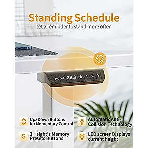 CubiCubi Electric Standing Desk, 55 x 24 Inches Height Adjustable Sit Stand Desk, Ergonomic Home Office Computer Workstation, White