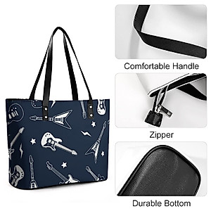 Womens Handbag Guitar Pattern Leather Tote Bag Top Handle Satchel Bags For Lady