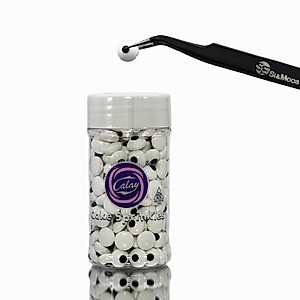 Small Edible Eyes for Decorating Candy Eyes Edible Eyes for Cupcakes Small Eyeball Sprinkles Edible Googly Eyes Kosher Christmas Cookie Decorations 2.75 OZ with Tweezers