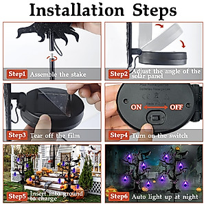 2 Pack Solar Halloween Stake Lights for Decoration, Mental Waterproof Solar Pathway Lights for Porch Garden Lawn Yard Outdoor