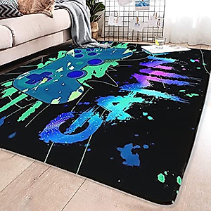 LUCKY&DONG Anime Gamer Rugs for Bedroom Boys Teens Printed Game Gamepad Carpets Living Room Mat Home Decor Non-Slip Crystal Floor Polyester Gamer Decor Doormats 17.5x31.5in