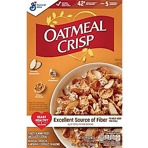 Oatmeal Crisp Heart Healthy Cereal, High Fiber Cereal Made with Whole Grain, 19.7 oz
