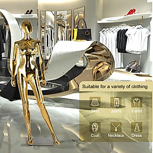 Female Mannequin Dress Full Body - 70'' Mannequin Dress Form Display Full Body Adjustable Realistic Manikin Torso Stand (Golden)