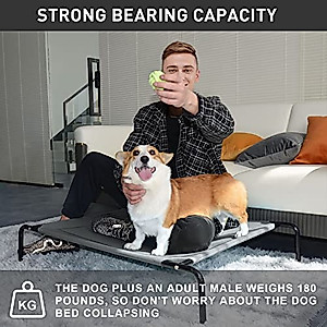 BRIKY Elevated Dog Bed, Outdoor Raised Dog Cots Beds for Extra Large Medium Small Dogs, Portable Pet Beds with Cooling Washable Mesh XL