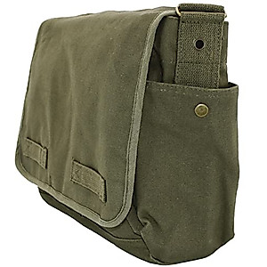 ARMYU Olive Green Original Heavyweight Classic Military Messenger Bag + Pin