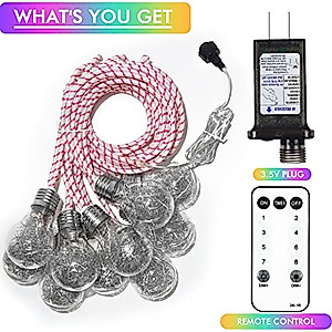 String Lights, 39FT 150LED Globe Christmas Lights, Indoor Outdoor Colorful Patio Lights with Plug & Remote, Waterproof Rope Lights, Globe String Lights for Christmas Wedding Garden Party Patio…