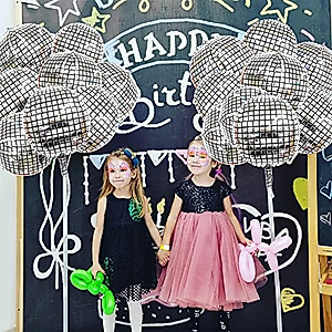 Disco Ball Balloons, 6 PCS, Disco Balloons, Disco Party Decorations, 22 Inch 4D Silver Disco Balloons, Disco Ball Decorations, Disco Ball Balloon, Disco Party Supplies, 70s 80s 90s Party Decorations