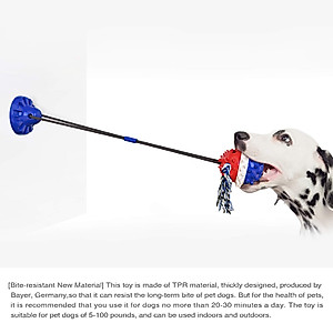 Carllg Dog Toys for Aggressive Chewers Large Breed, Suction Cup Tug of War Pull Toy, Interactive Rope Squeaky Dog Chew Toy Indestructible