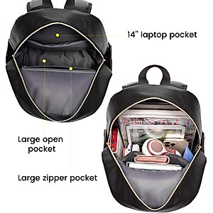 LOVEVOOK Backpack Purse for Women, Waterproof Mini Backpack, Lightweight Small Backpack for Women, 2pcs Sets, Black