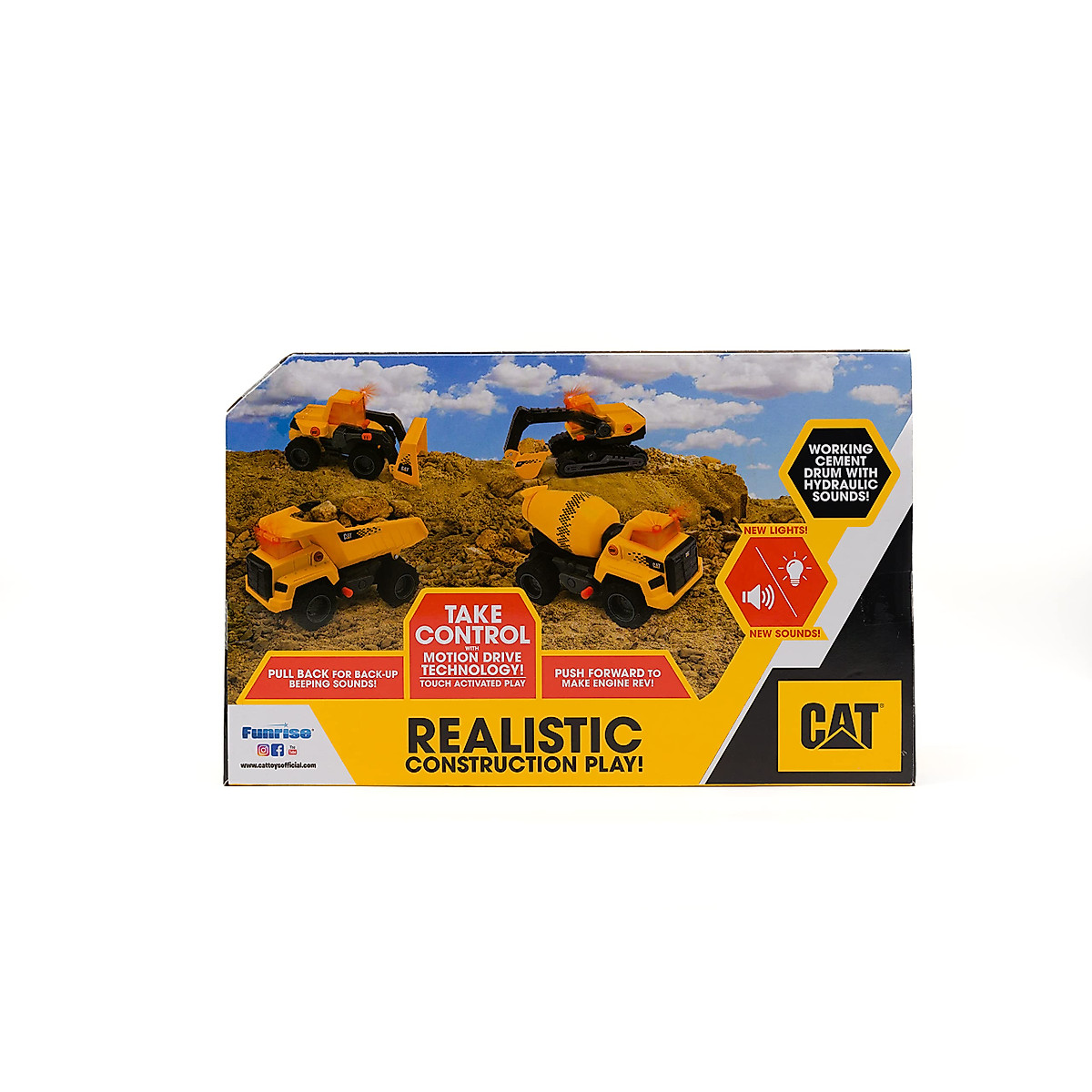 CAT Construction Toys, 11.5" Power Haulers 2.0 Cement Mixer, Realistic Lights and Sounds, Motion Drive Technology, Working Features, & Realistic Construction Experience