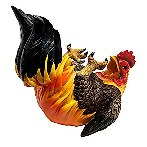 Ebros Country Farm Morning Sunshine Rooster Wine Holder Figurine 10.5" Long Chicken Hen Poultry Decor Bar Wine Cellar