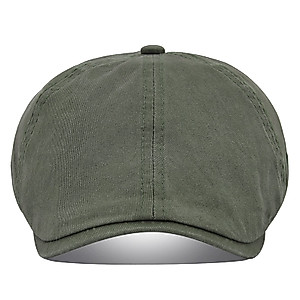 VOBOOM Cotton Washing Flat Cap Cabbie Hat Gatsby Ivy Irish Hunting Newsboy (Army Green)