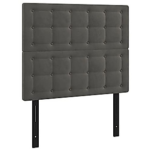 vidaXL Box Spring Bed with Mattress and LED Bedroom Upholstered Single Bed Frame Base Mattress Protector Foam Topper Furniture Dark Gray Twin Velvet