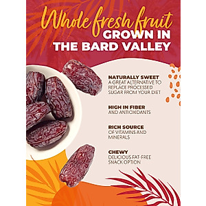 Natural Delights Dates – Large & Plump, Non-GMO Verified, Good Source of Fiber, Naturally Sweet Fruit Snack, Perfect for On-the-Go - Medjool Dates Whole, 2 lb Box