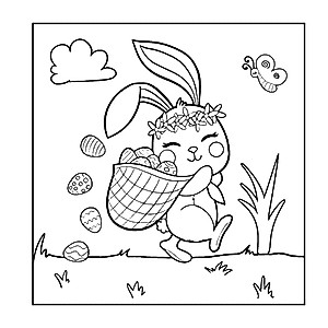 Easter Coloring Book For Kids: Cute and Simple Easter Bunny, Eggs and Spring Illustrations for Kids Ages 4-8, Perfect Easter Basket Stuffer for Young Children