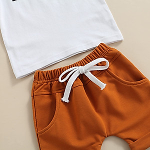 Newborn Baby Boy Clothes Summer Short Sleeve T-shirt Tops Solid Color Shorts 3 6 9 12 18 Months Boy Casual Outfits (Bro White, 18-24 Months)