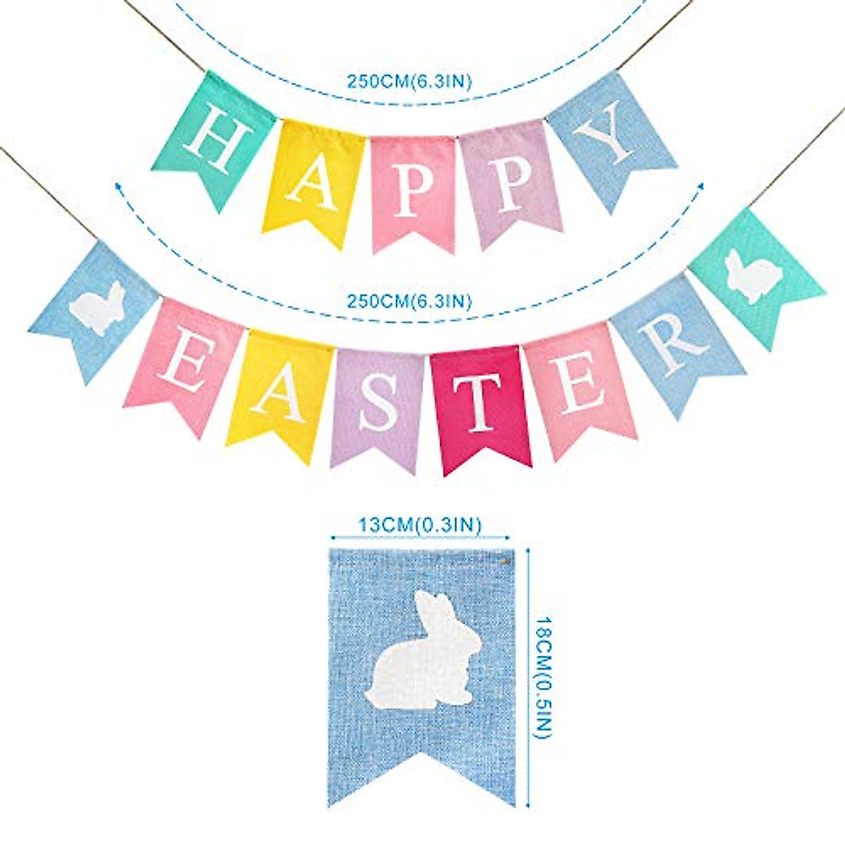 Easter Banner, Burlap Happy Easter Egg Garland, Mantle Decorations for Fireplace, Easter Bunny Hanging Bunting Garland for Easter Decorations Home Party Decor Favors Photo Props