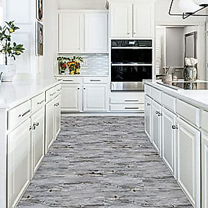 Peel and Stick Floor Tile Vinyl Flooring Peel and Stick Waterproof and Durable for Bathroom and Kitchen Self-Adhesive Vinyl Plank Flooring for DIY Installation 35 x 6 inch(10 PCS)