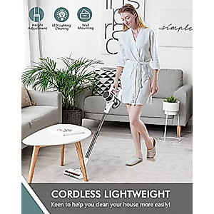 Fykee Cordless Vacuum Cleaner, Cordless Vacuum with Large Dust Cup and 80,000 PRM Brushless Motor, Stick Vacuum Cleaner with Large Detachable Battery up to 35 mins Run Time