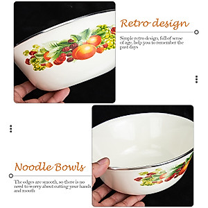 Angoily 2 Sets of Enamel Bowls with Lids Enamelware Soup Basins Vintage Salad Bowl Enamel Noodle Bowls Round Serving Bowl Vegetable Fruit Containers