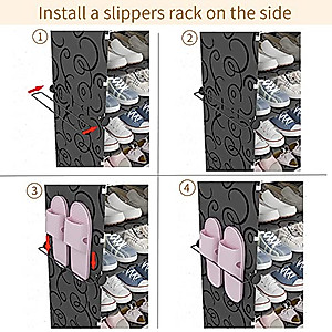 KOUSI Portable Shoe Rack Organizer 72 Pair Tower Shelf Storage Cabinet Stand Expandable for Heels, Boots, Slippers， 12-Tiers Black & Transparent Door