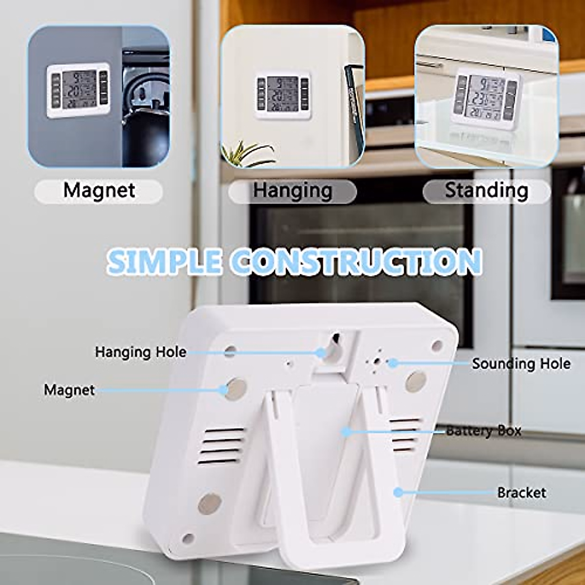 Locisne Freezer Alarm with Audible Alarm and 2 Wireless Sensors, Indoor Outdoor Refrigerator Thermometer for Home Kitchen