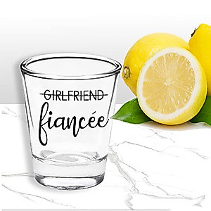 Boyfriend and Girlfriend Shot Glasses Gift Set Engagement Gifts for Couples - Fiance Fiancee Classic Shot Glasses Gift for Him and Her - His and Hers Shot Glasses For Mr and Mrs Bride and Groom-1.5oz