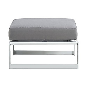 Elle Decor Modern Mirabelle Outdoor Patio Modular Furniture Collection, White or Gold Frame, Ottoman, White