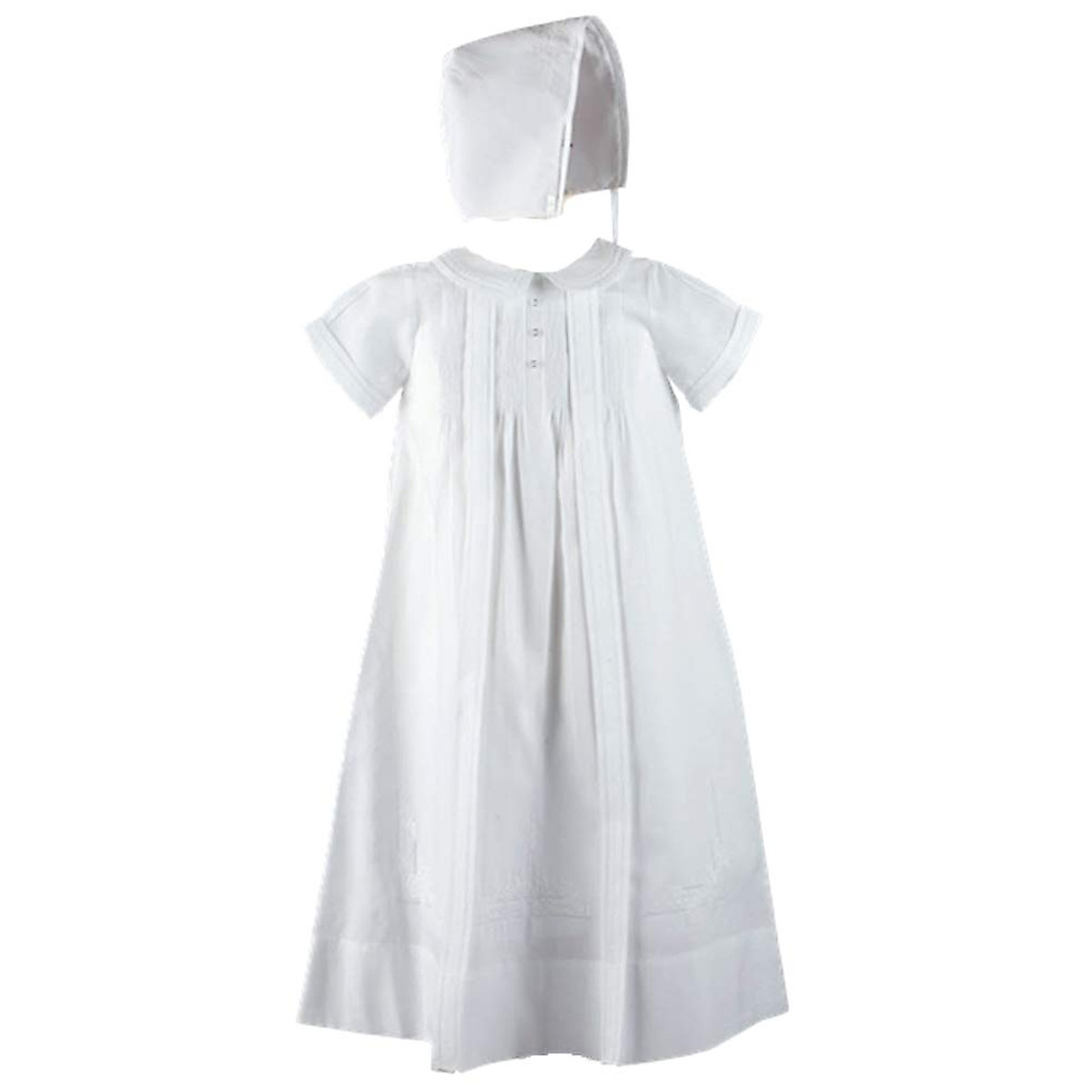 Feltman Brothers Infant Baby Boys White Embroidered Christening Gown Bonnet Set -6M to 9M