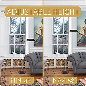 Kira Home Prescott 58" Modern Industrial Adjustable Standing Pharmacy Floor Lamp, Dark Bronze Finish, Includes 6W LED Bulb (60W eq.) Energy Efficient, Eco-Friendly, Pivot Head for Hobby/Precise Task