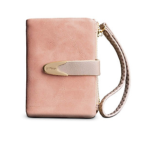 TOPKULL Wallets for Women Rfid Small Compact Bifold short Wallet,Ladies Wristlet Zipper Coin Purse (Pink)