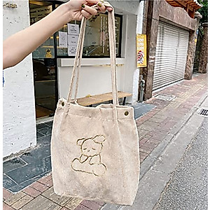 AWXZOM Corduroy Tote Bag tote bag for women corduroy Shoulder bag corduroy crossbody bag cute tote bags aesthetic bag (bear1)