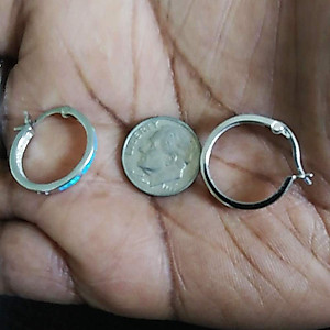 925 Sterling Silver Hoop Earring, Opal Small Hoop Earring for Women, Hypoallergenic Jewelry Cubic Zirconia Huggie Hoop Earrings Blue and White