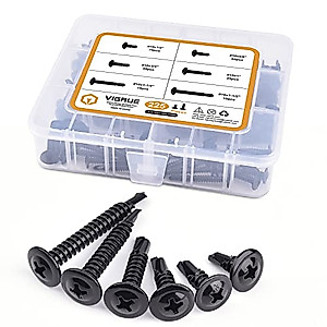 VIGRUE #8 and #10 Black Self Drilling Screws Assortment Kit