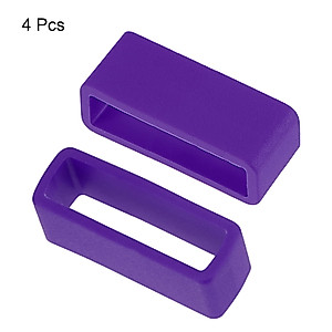 uxcell Watch Band Strap Loops, Rubber Replacement Fastener Rings Silicone Watch Holder Keeper for 24mm Width Watch Band, Purple 4 Pcs