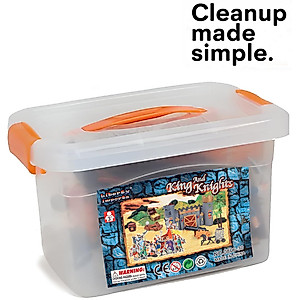 Liberty Imports Medieval Castle Kingdom Knights Action Figure Toy Army Playset with Castle, Figurines, Catapult, and Acessories Kids Playset in Storage Bucket