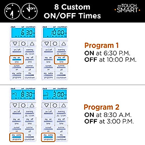 myTouchSmart 33861 LE One in-Wall Digital Timer, Push Door Switch, Backlit LED Screen, 8 Custom On/Off Times, Countdown Mode, Daily/Weekly Set, Off & Countdown