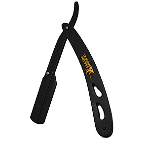 Classic Samurai CS-102 Matte Black Folding Straight Razor Shavette with 15 Astra Double Edge Razor Blades