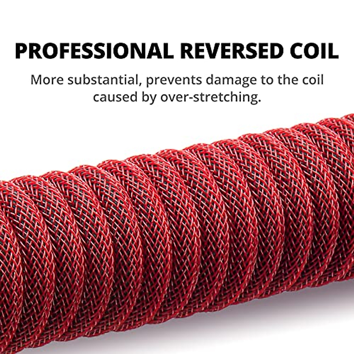 GUNMJO Pro Custom Coiled USB C Cable for Gaming Keyboard, Double-Sleeved Mechanical Keyboard Cable with Detachable Metal Aviator, 1.5M USB-C to USB-A, Red Color