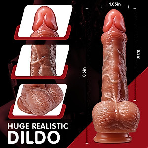 Thrusting Dildo Vibrator Sex Toys - 4 in 1 Realistic Dildos with 3 Thrustion 10 Vibration Rotation Heating Modes for G Spot Anal Clitoral Stimulation, Strong Suction Cup Dildo Adult Toys for Women