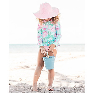 RuffleButts® Baby/Toddler Girls Pink Striped Seersucker Swim Hat - 3T-5