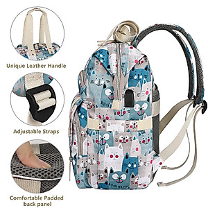 FALANKO Laptop Backpack for Women,Teacher Doctor Nurse Work Purse Bag for 15.6 Inch Laptop,Cute Cartoon Pattern backpack With USB Charging Port RFID Anti Theft Pocket, Large Travel Bookbag for Women