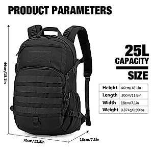 Mardingtop Small Tactical Backpack,Molle Hiking Backpack for Backpacking,Cycling and Biking ,25L Backpack