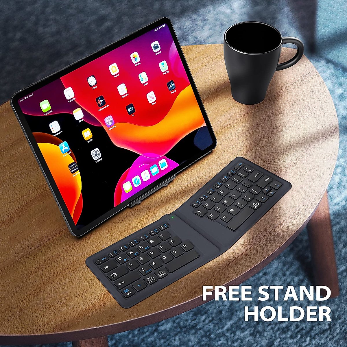 iClever Ergonomic Foldable Keyboard, BK06 Foldable Keyboard Bluetooth, Ultra Slim, Comfortable Natural, Portable Split Keyboard for iPhone, iPad, Tablet, Laptop