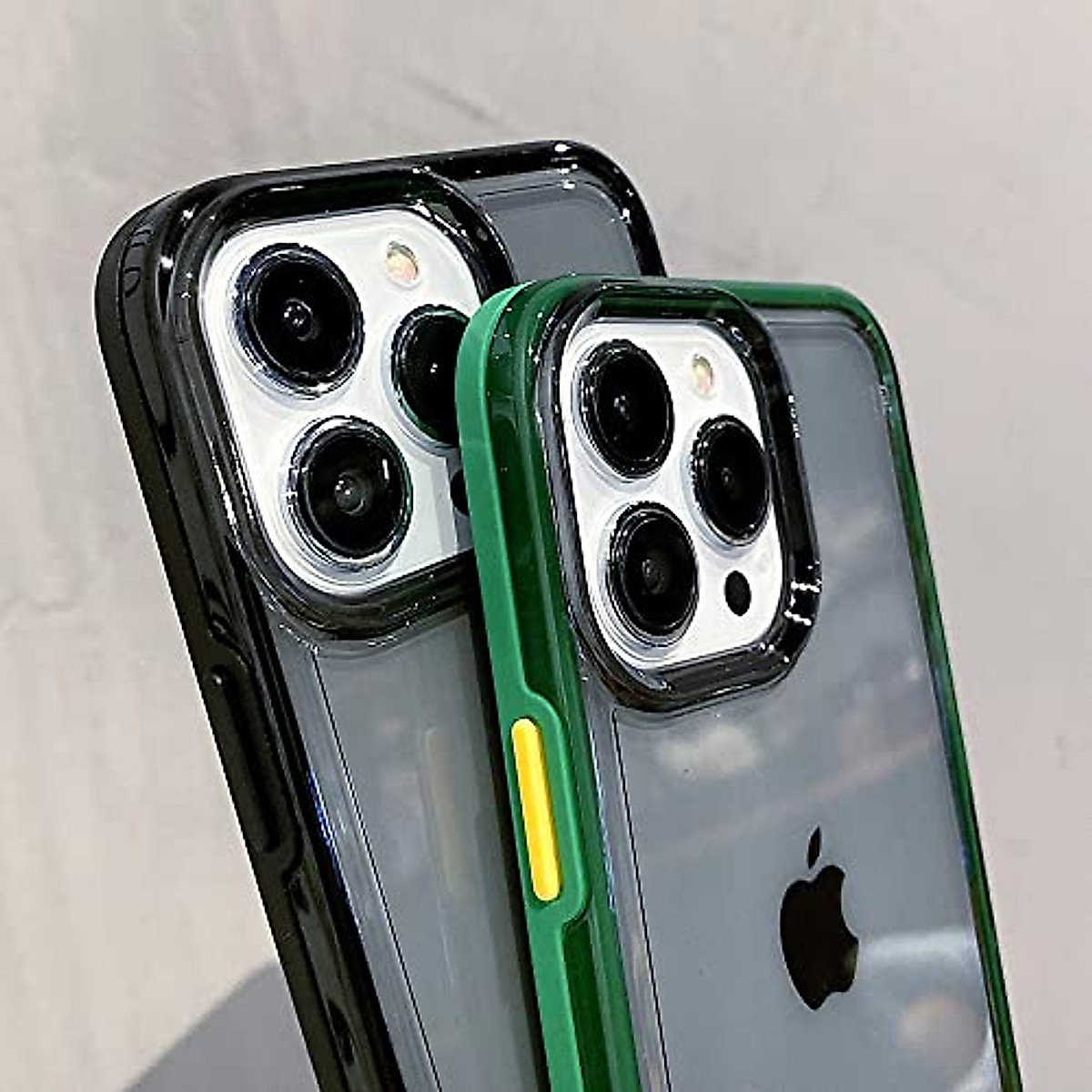 Clear Designed for iPhone 13 Pro Max Case, Cute Women Girly Shockproof Military Grade Protective Hard Back Case with Airbag Soft TPU Edge, Slim Protection Bumper Cover for Girls Men (Black)