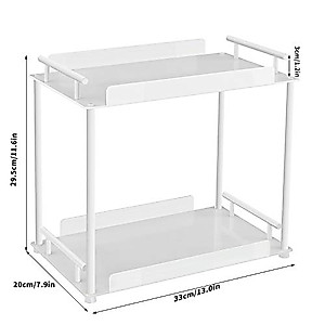 FLE Bathroom Organizer Countertop,2 Tier Bathroom Counter Organizer Kitchen Spice Rack Cosmetic Organizer,Countertop Storage Shelf for Bathroom, Kitchen, Living Room, Bedroom, Dressing Table,White