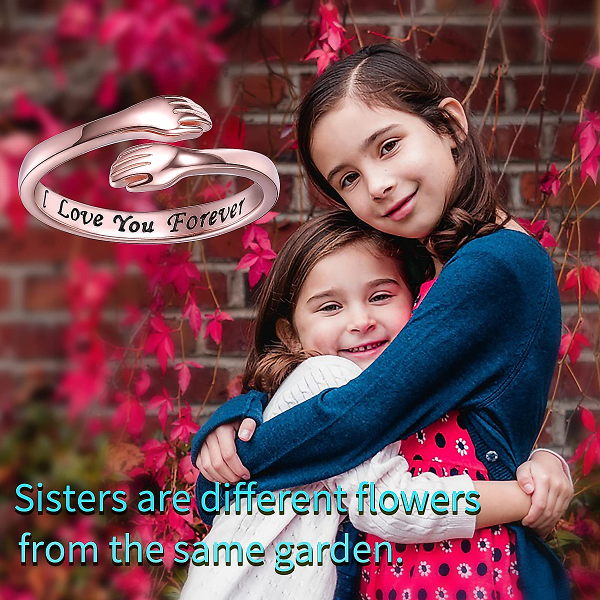 Hug Ring Sterling Silver Adjustable White Gold18K GoldRose Gold Plated Couple Hug Ring Hugging Rings for Women Mens Wedding Band Rings Wrap Around Rings Hand Ring Jewelry for Teen Girls Sizes 59