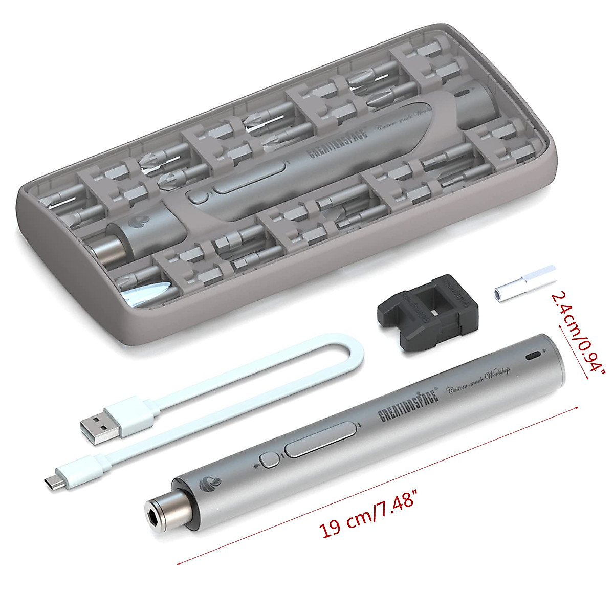 CS1901A Cordless Electric Screwdriver Kit 1.5Nm Mini Tools USB Charging 3.7V Electric Screwdriver Variable Speed Cordless Screwdriver Tool Rechargeable